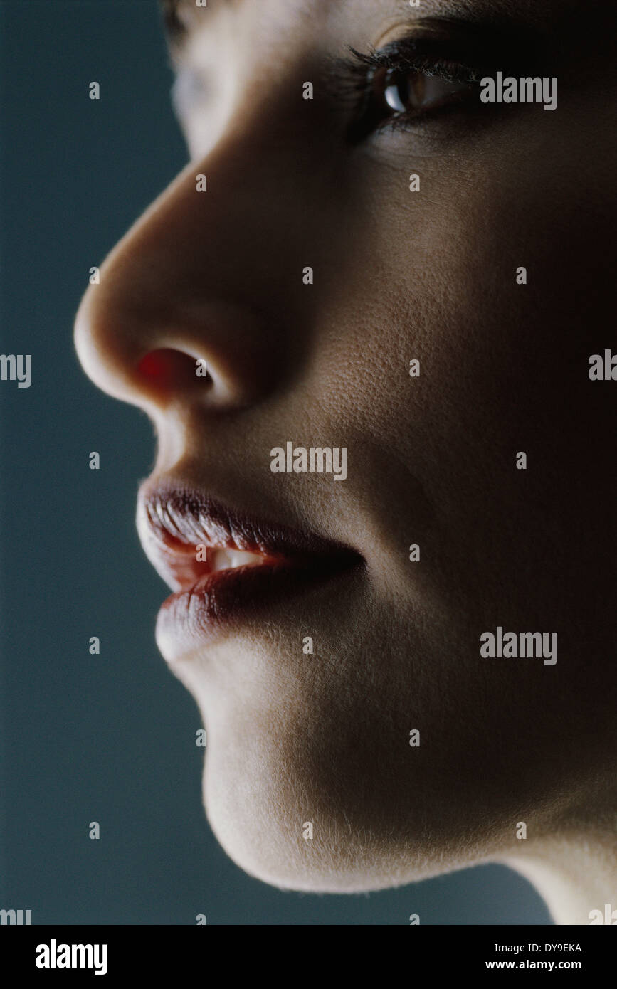 Woman's face, profile, close-up Stock Photo - Alamy