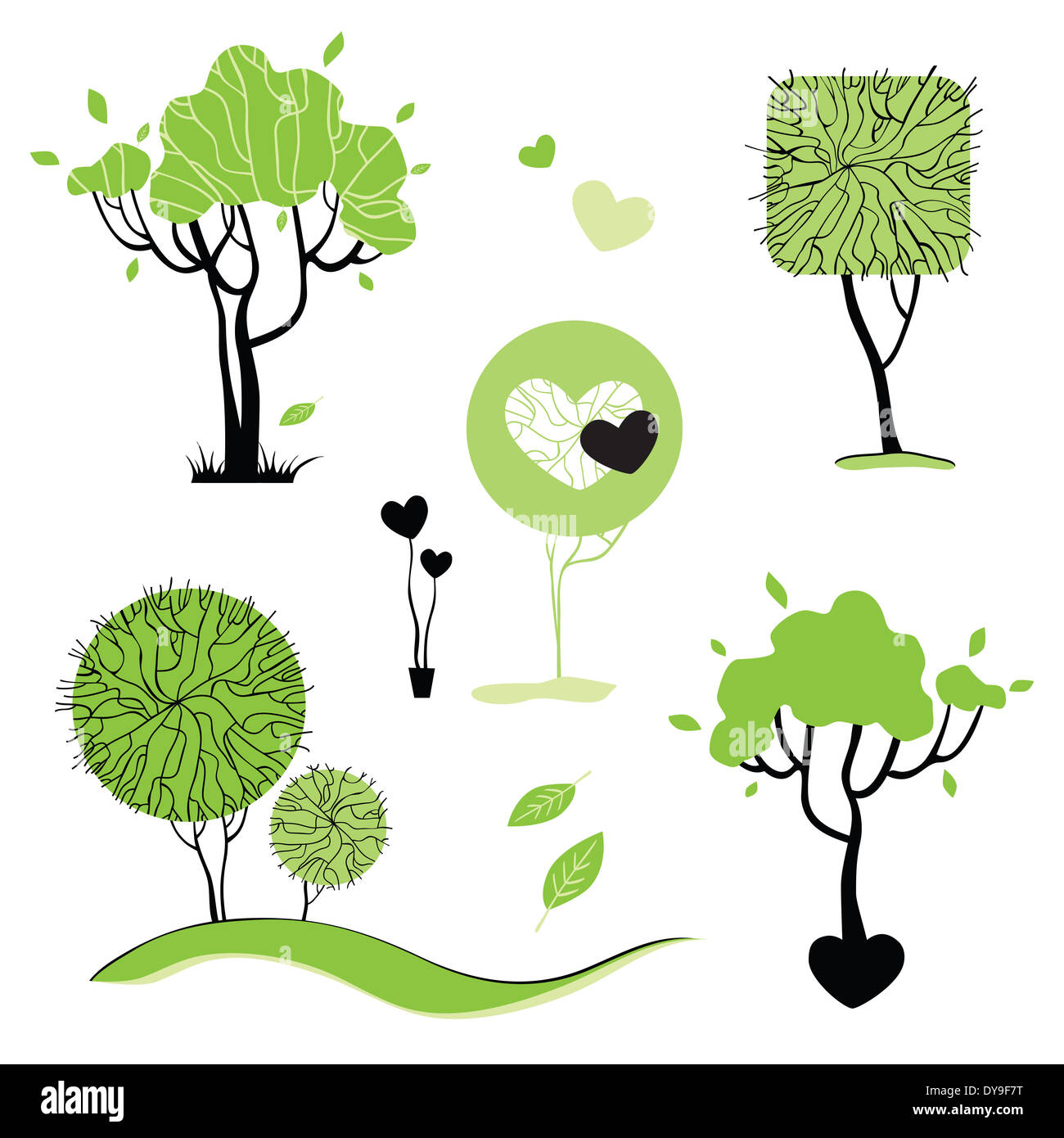 Abstract trees set. Vector Illustration isolated Stock Photo - Alamy