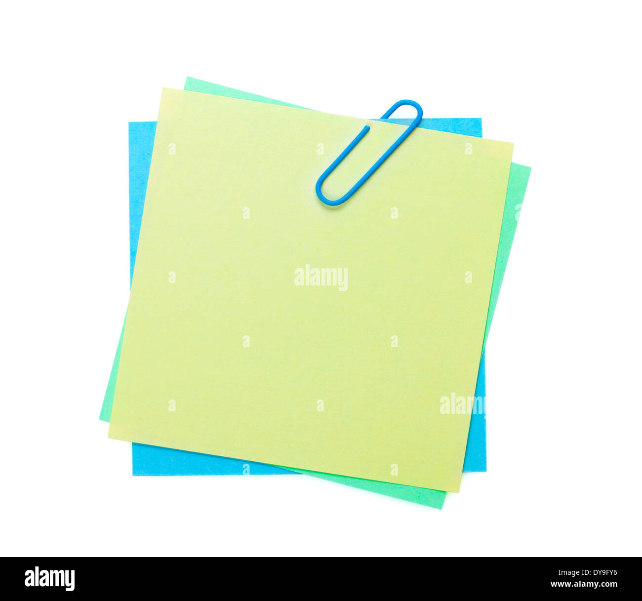 Colorful post-it notes with clip. Isolated on white background Stock ...