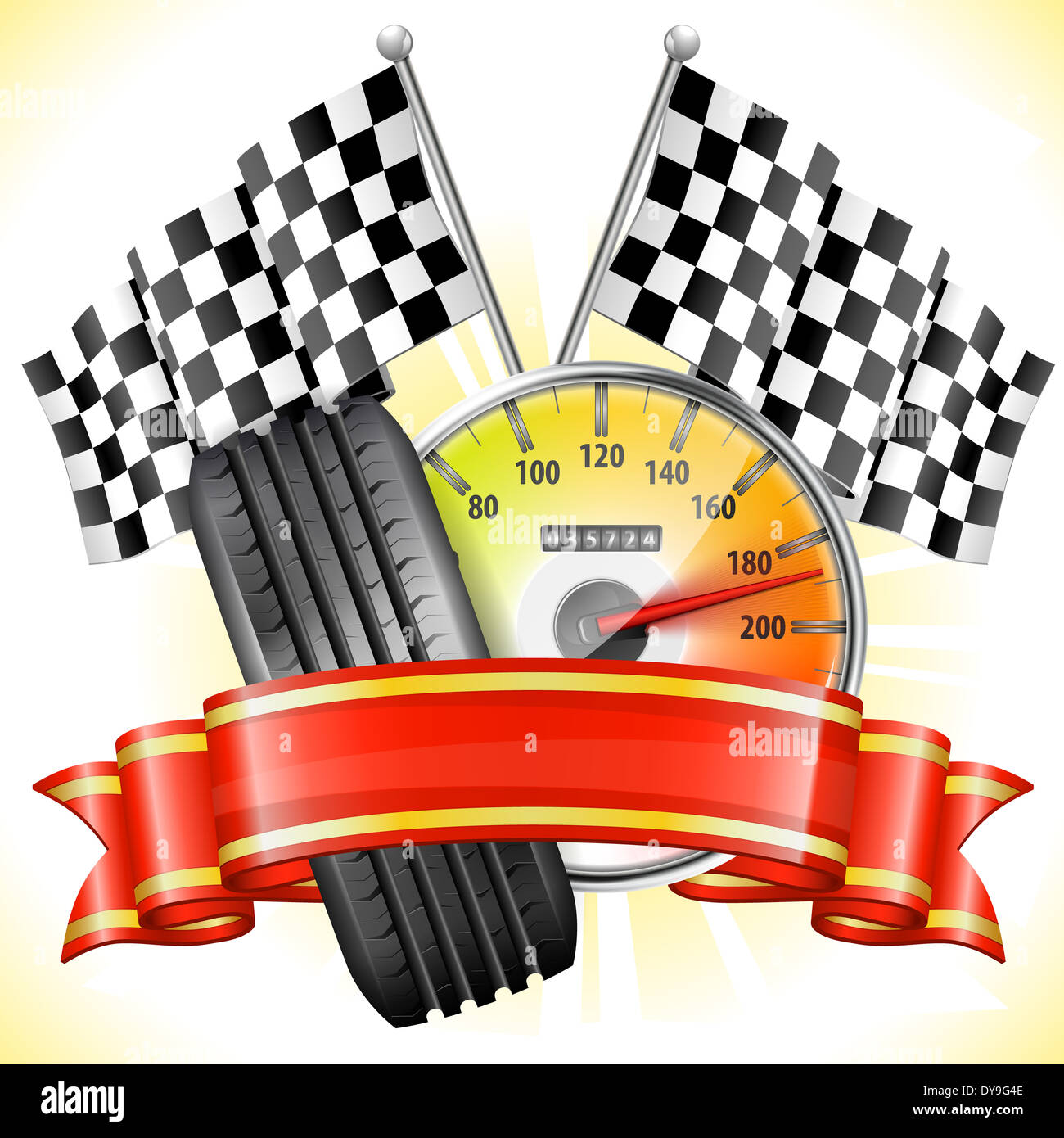 Racing Concept - Speedometer with Flags, Tire and Ribbon, illustration ...