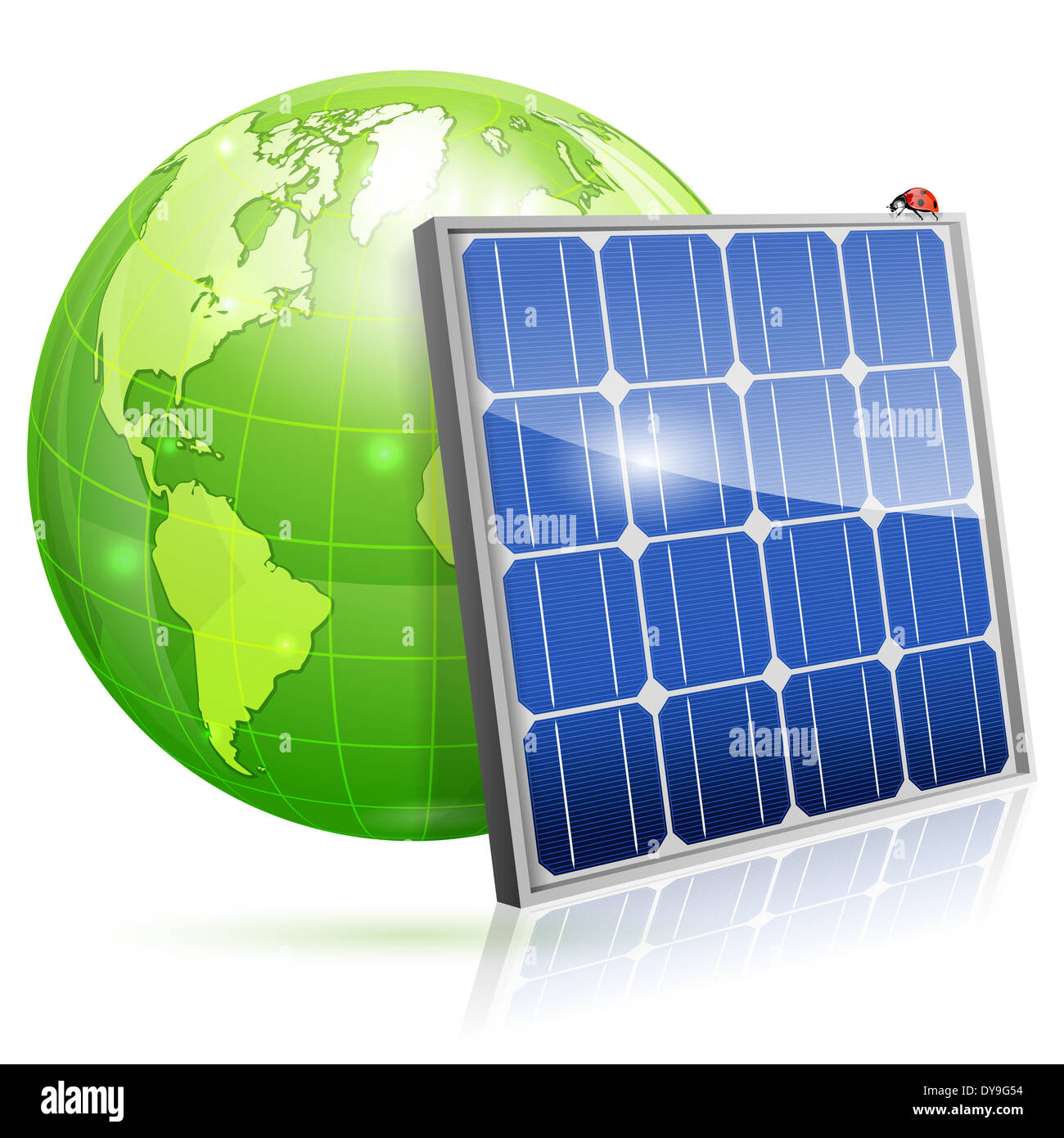 Green Energy Concept with Solar Panel and Earth, isolated on white ...