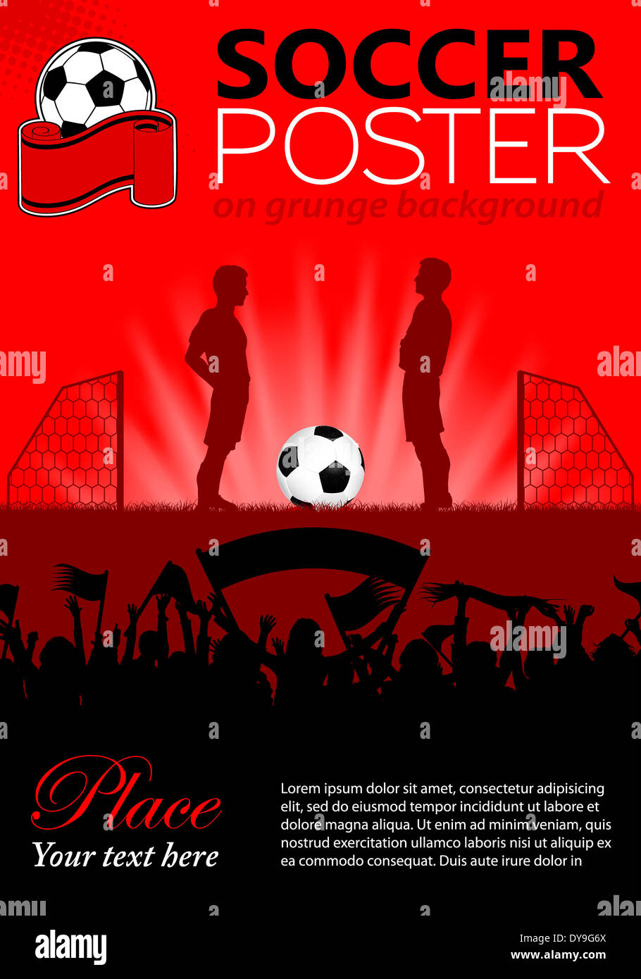 Soccer Poster with Players and Fans, illustration Stock Photo - Alamy