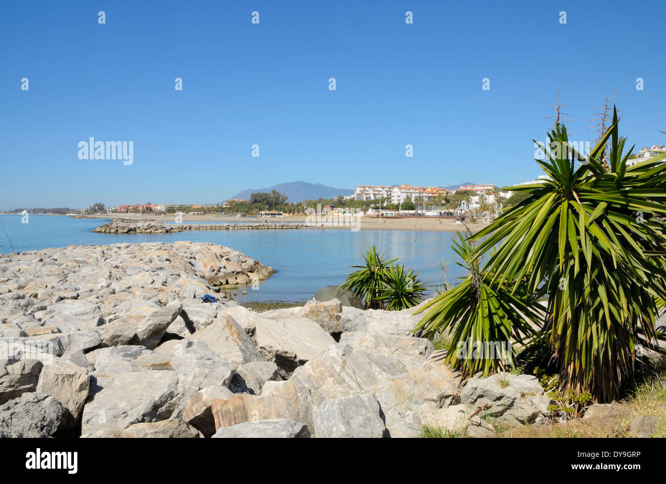Beach rocks in marbella hi-res stock photography and images - Alamy