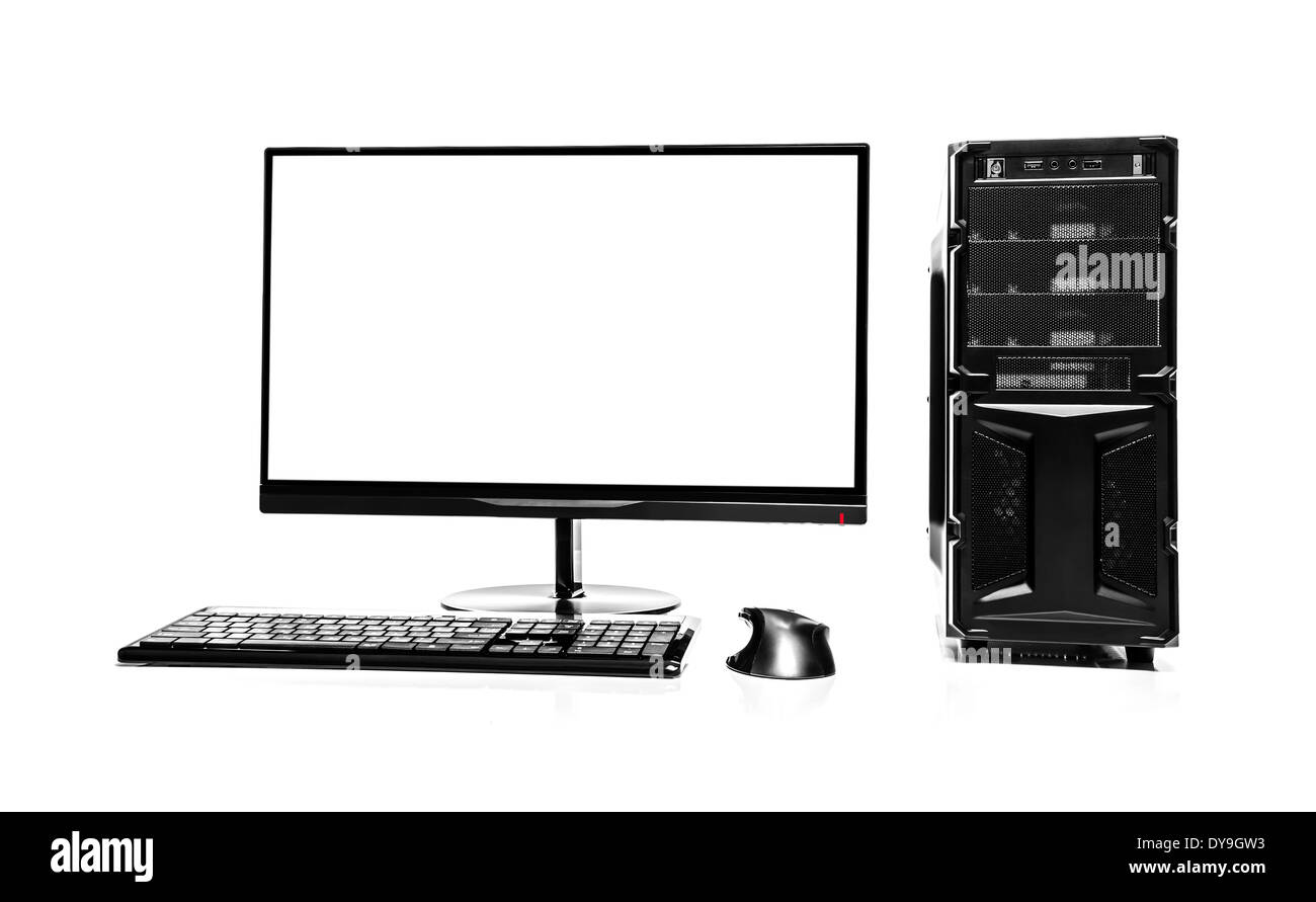 Desktop computer and keyboard and mouse Stock Photo - Alamy