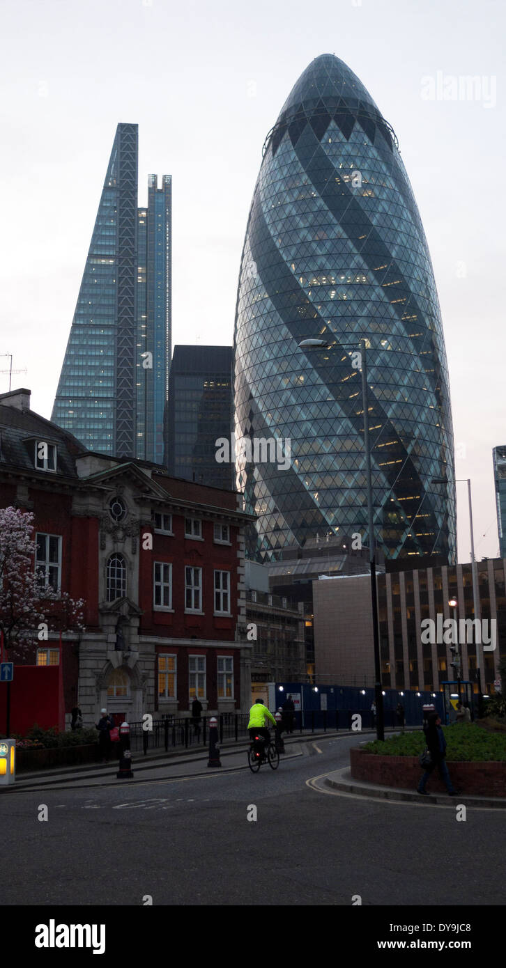 A vertical view of the Cheesegrater building and 30 Saint Mary Axe ...