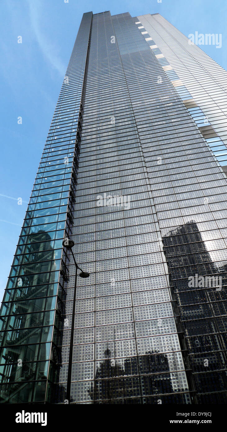 A low angle view of the Heron Tower in the City of London England UK ...