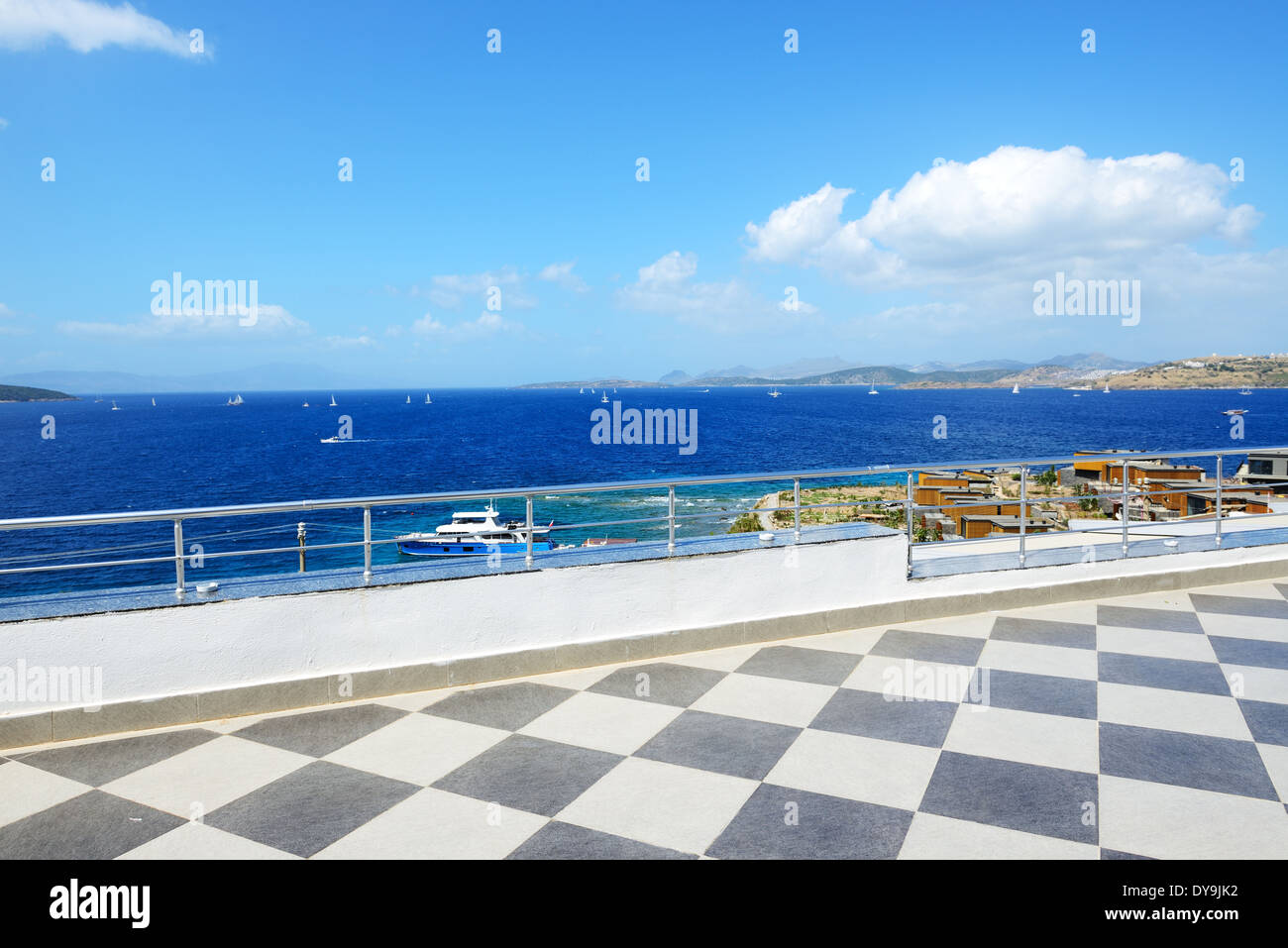 The sea view terrace at luxury hotel, Bodrum, Turkey Stock Photo - Alamy