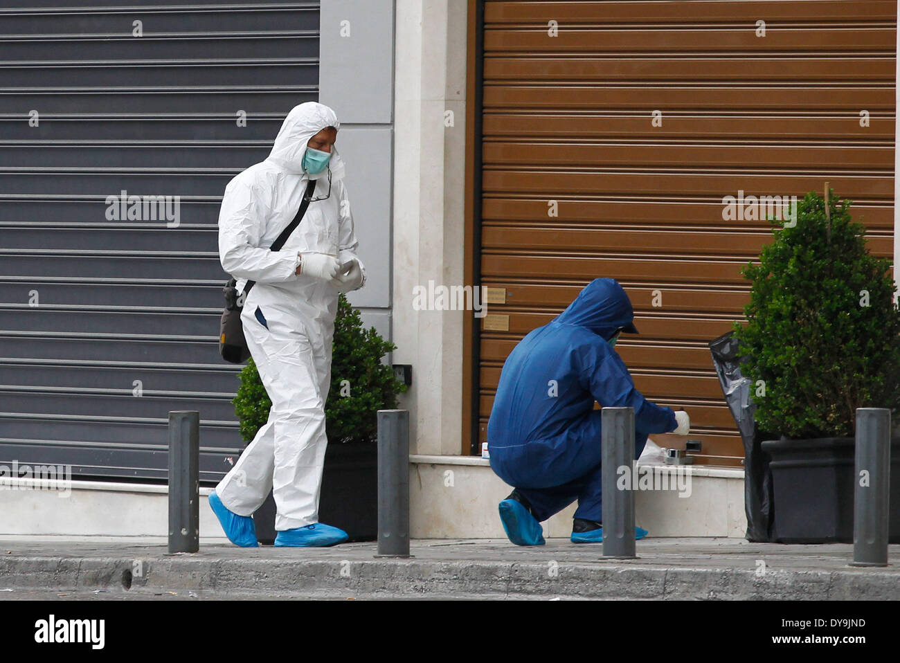 Athens, Greece. 10th Apr, 2014. A bomb exploded outside a Bank of ...