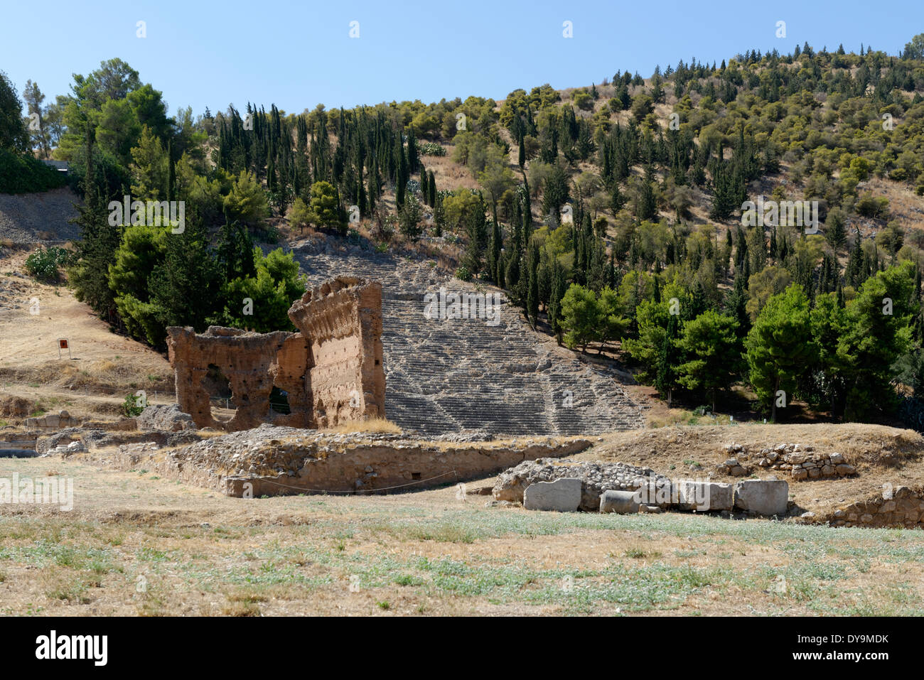 Ancient Greek theatre Argos Peloponnese Greece Cut into side hill ...