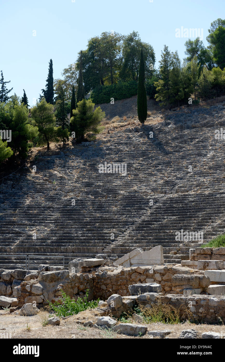 Ancient Greek theatre Argos Peloponnese Greece Cut into side hill ...