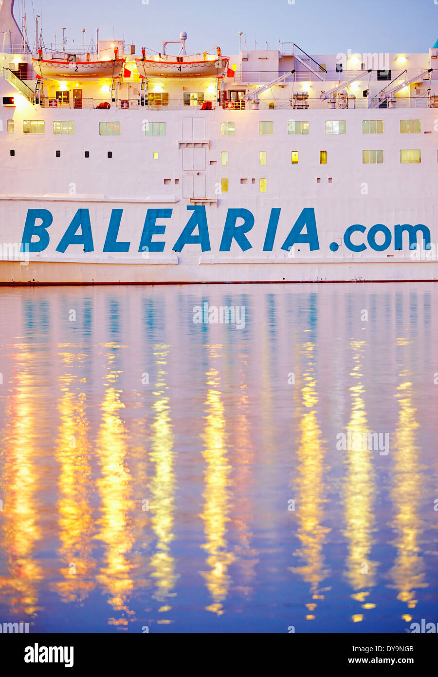 Balearia ferry waiting to depart from Denia harbour to Balearic Islands ...