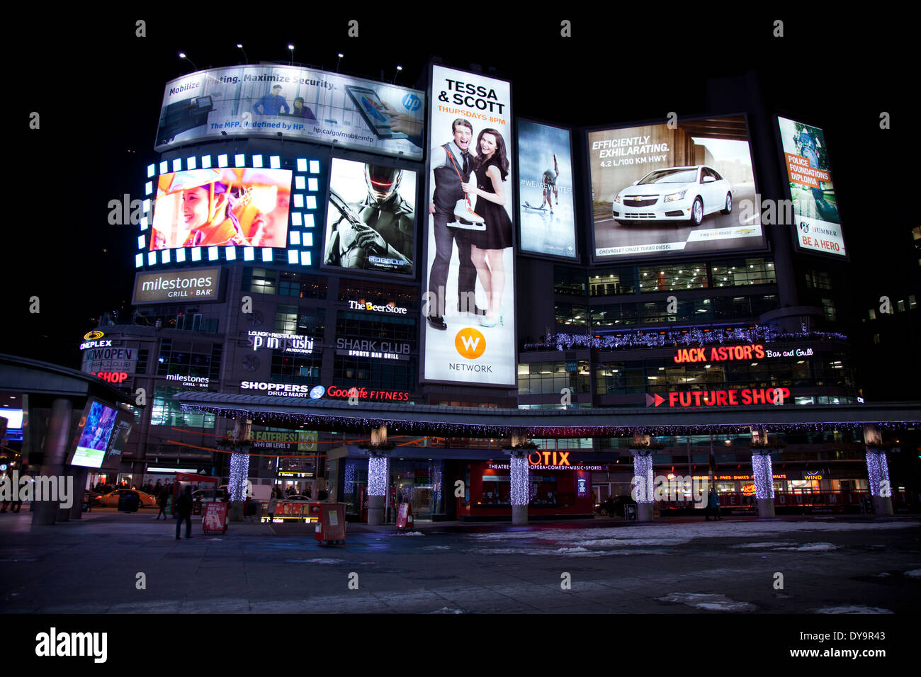 dundas square in toronto at night with billboards Stock Photo - Alamy