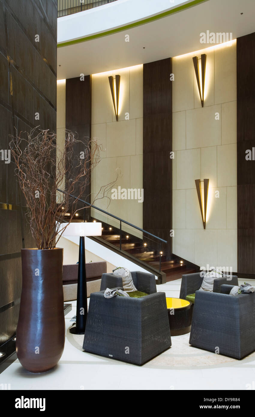 Panoramic view of nice modern stylish business center interior Stock ...