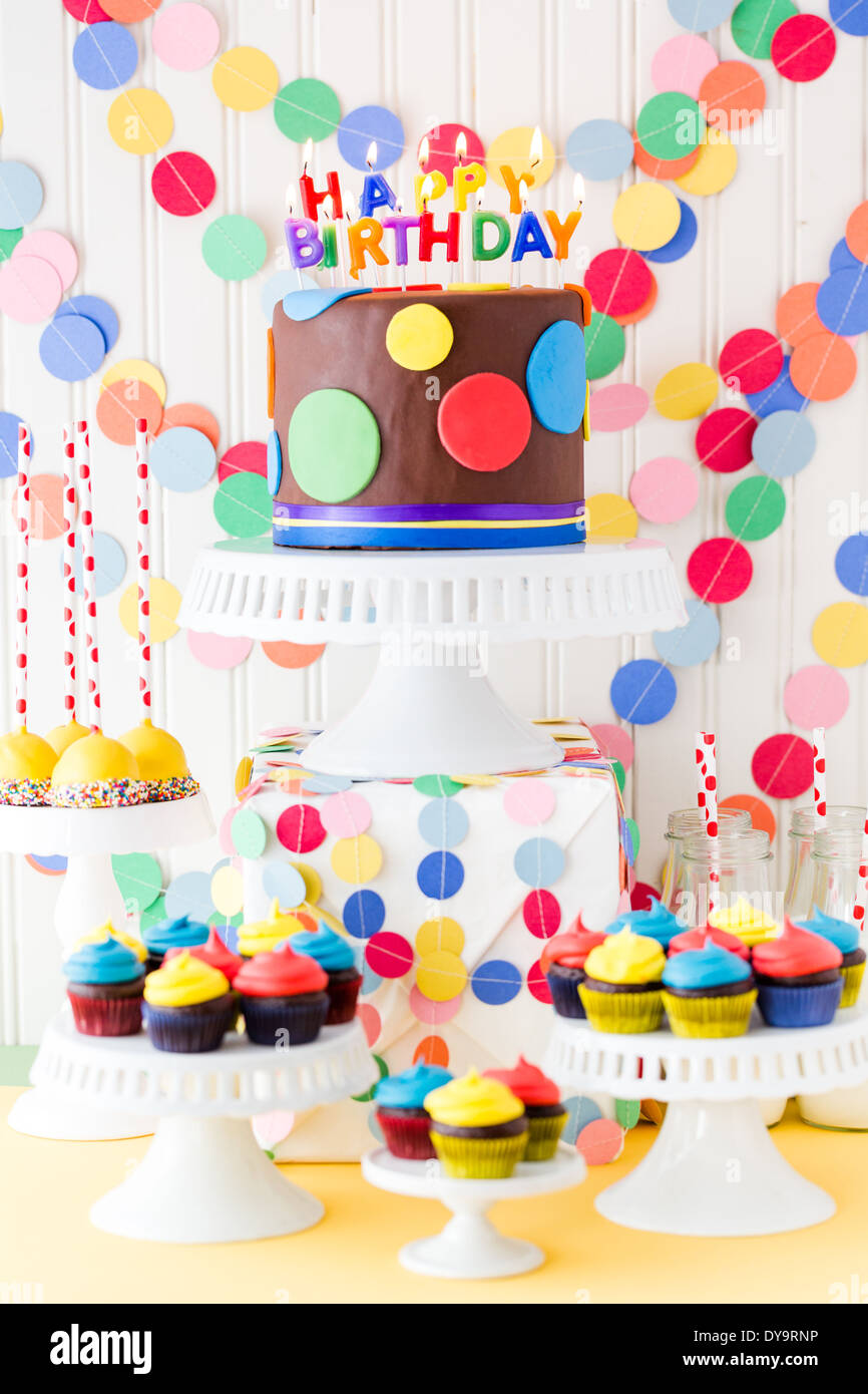 Colorful sweets for kids birthday party celebration Stock Photo - Alamy