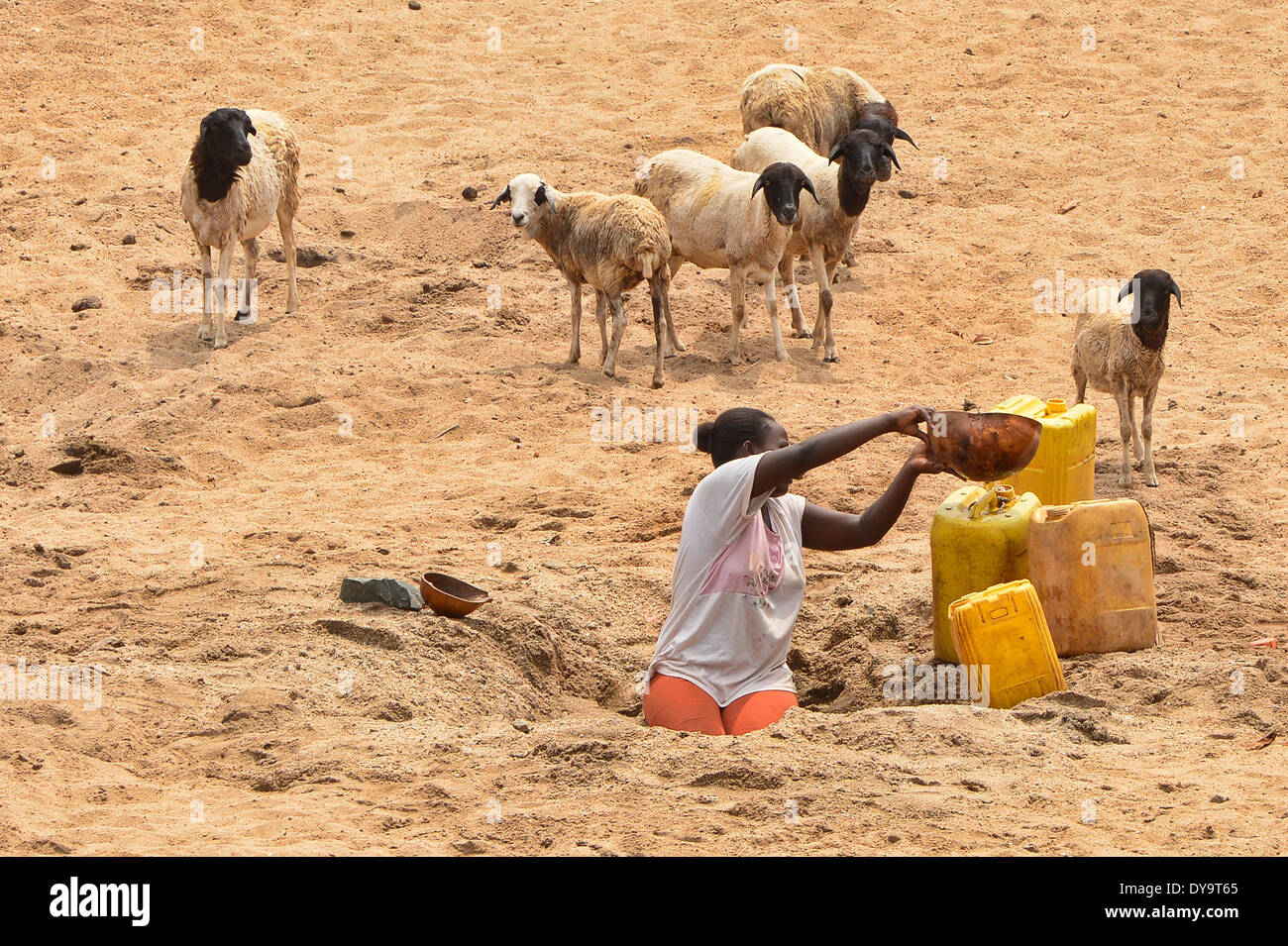 local water well in the sand near Turmi in the Omo Valley, Ethiopia ...