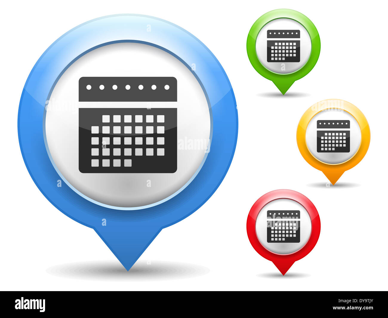 Map marker with icon of a calendar Stock Photo - Alamy