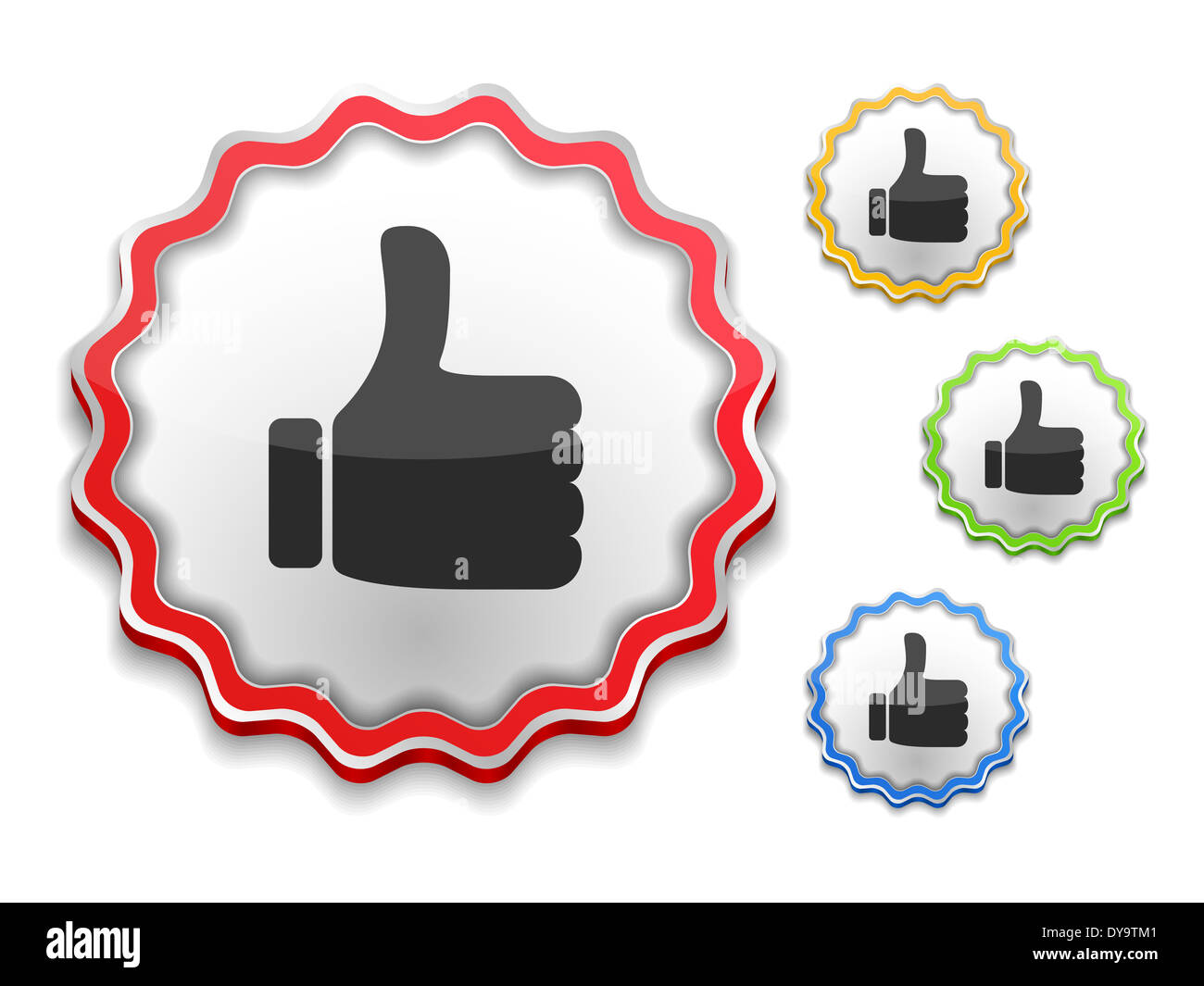 Label with thumbs up symbol Stock Photo - Alamy