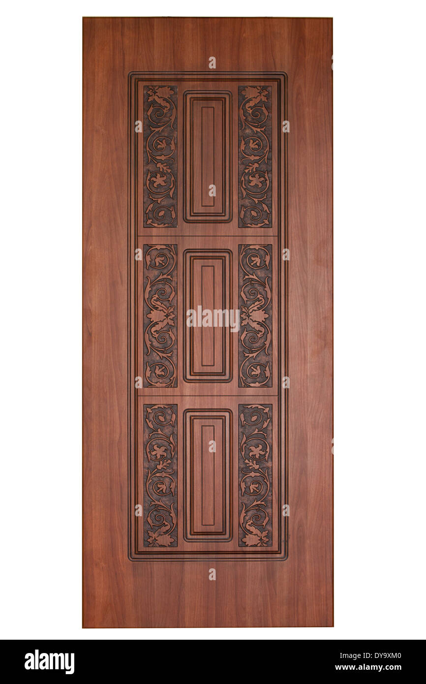 Frontal image of a closed door, isolated on white background Stock ...