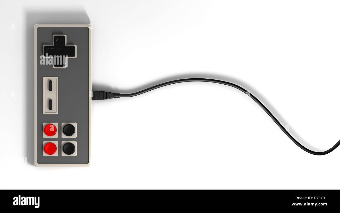 A regular vintage rectangular gaming controller with red and black ...