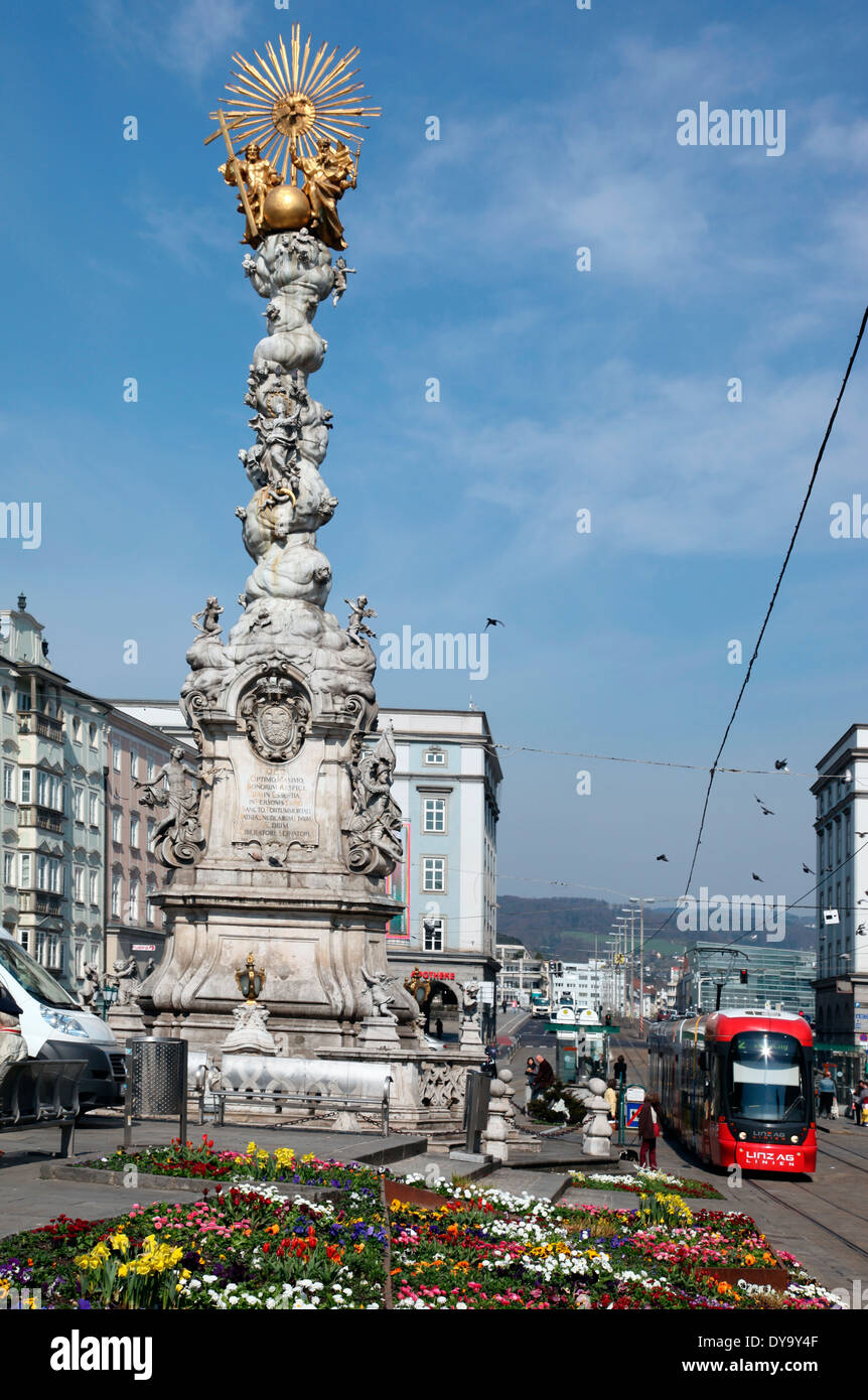 The 1723 Trinity Column in the main square of Linz Stock Photo - Alamy