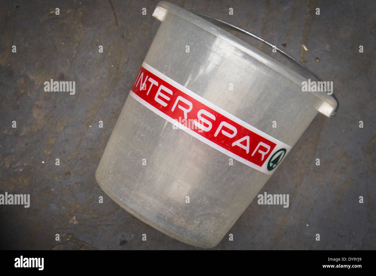 Interspar supermarket, logo, pail, bucket Stock Photo - Alamy