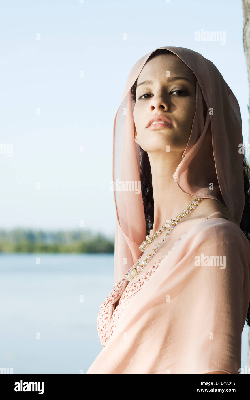 Young woman wearing head scarf, portrait Stock Photo - Alamy