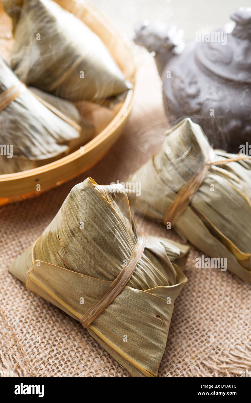 Asian Chinese tradition food - steamed rice dumpling with tea Stock ...