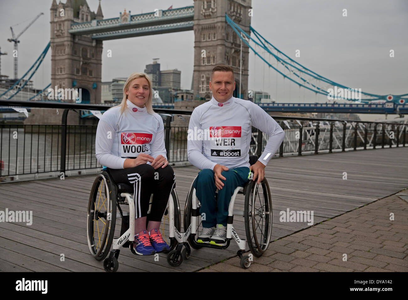 London,UK,11th April 2014,Elite Wheelchair Athletes Shelly Woods and ...