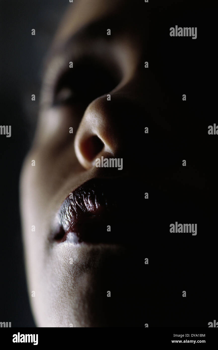 Woman looking up, extreme close-up Stock Photo - Alamy