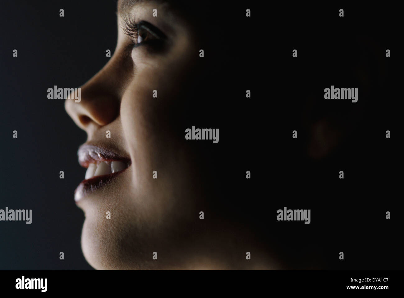 Young woman's face, profile, close-up Stock Photo - Alamy