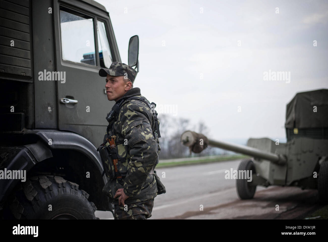 Donetsk, Russia. 10th Apr, 2014. Ukranian militaries around Donetsk, on ...