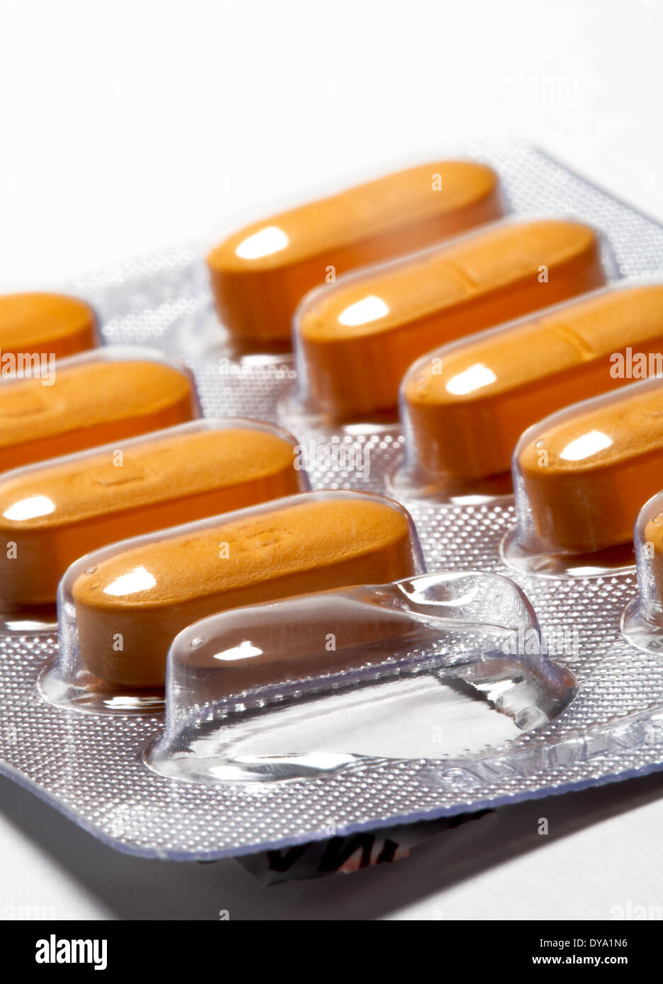 view of orange color drugs Stock Photo - Alamy