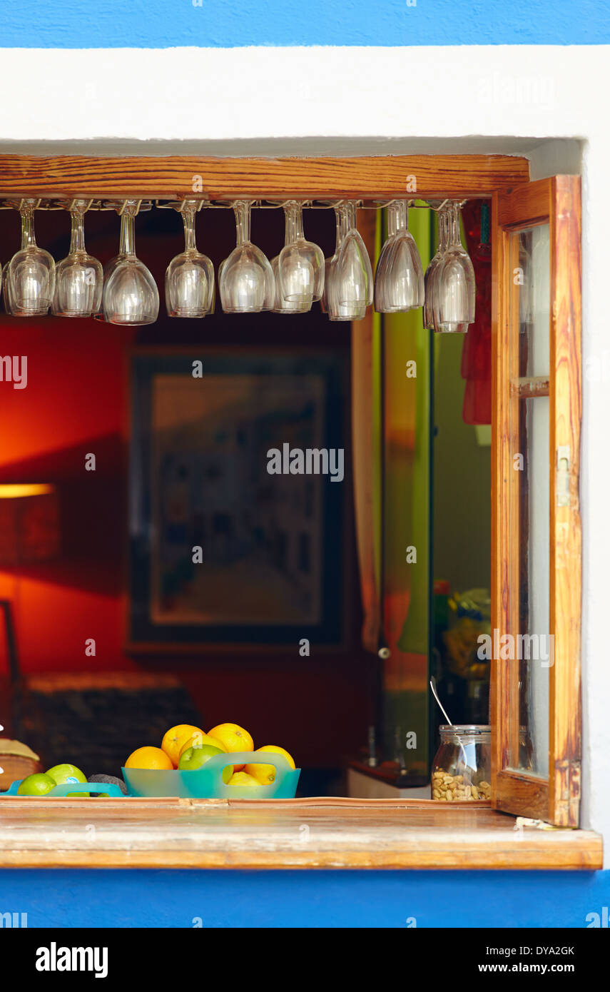Colorful tapas bar window at the Port district. Denia. Alicante. Spain ...