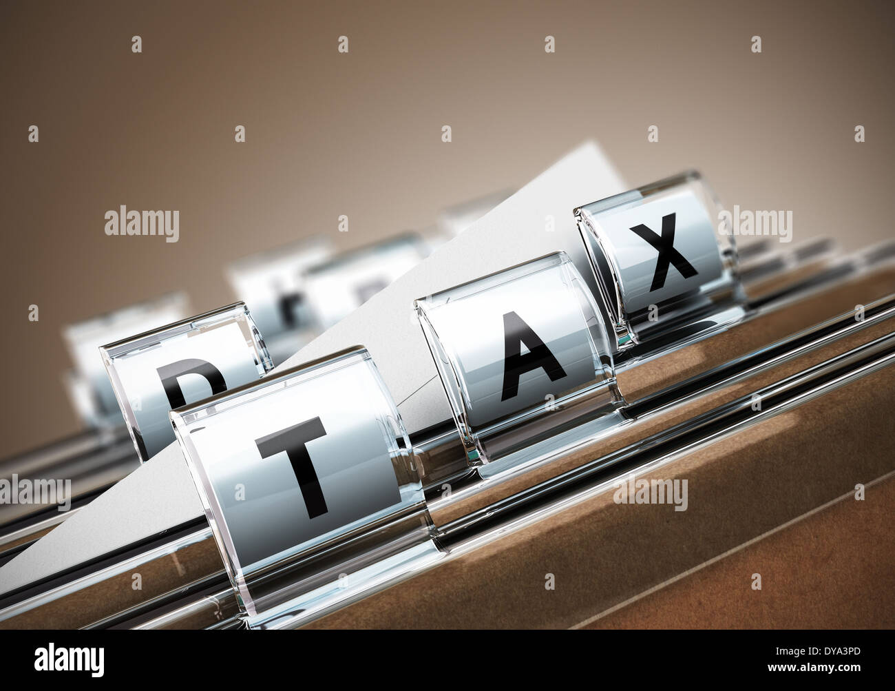 Folder tab with the word tax, beige background. Taxes concept for ...