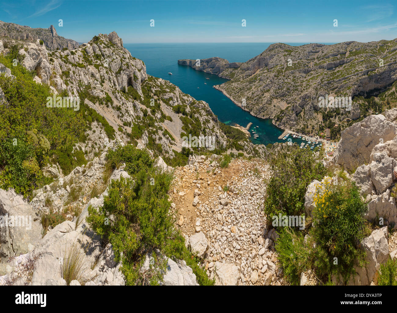 Calanque de Morgiou, calanque, rocky bay, landscape, summer, mountains ...