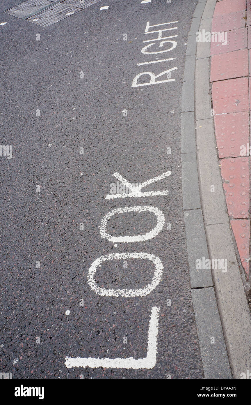 Look Right Road UK Stock Photo - Alamy