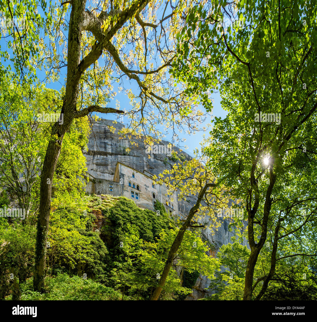 Chapel grotto cave Grotte de Sainte Madeleine church monastery forest ...
