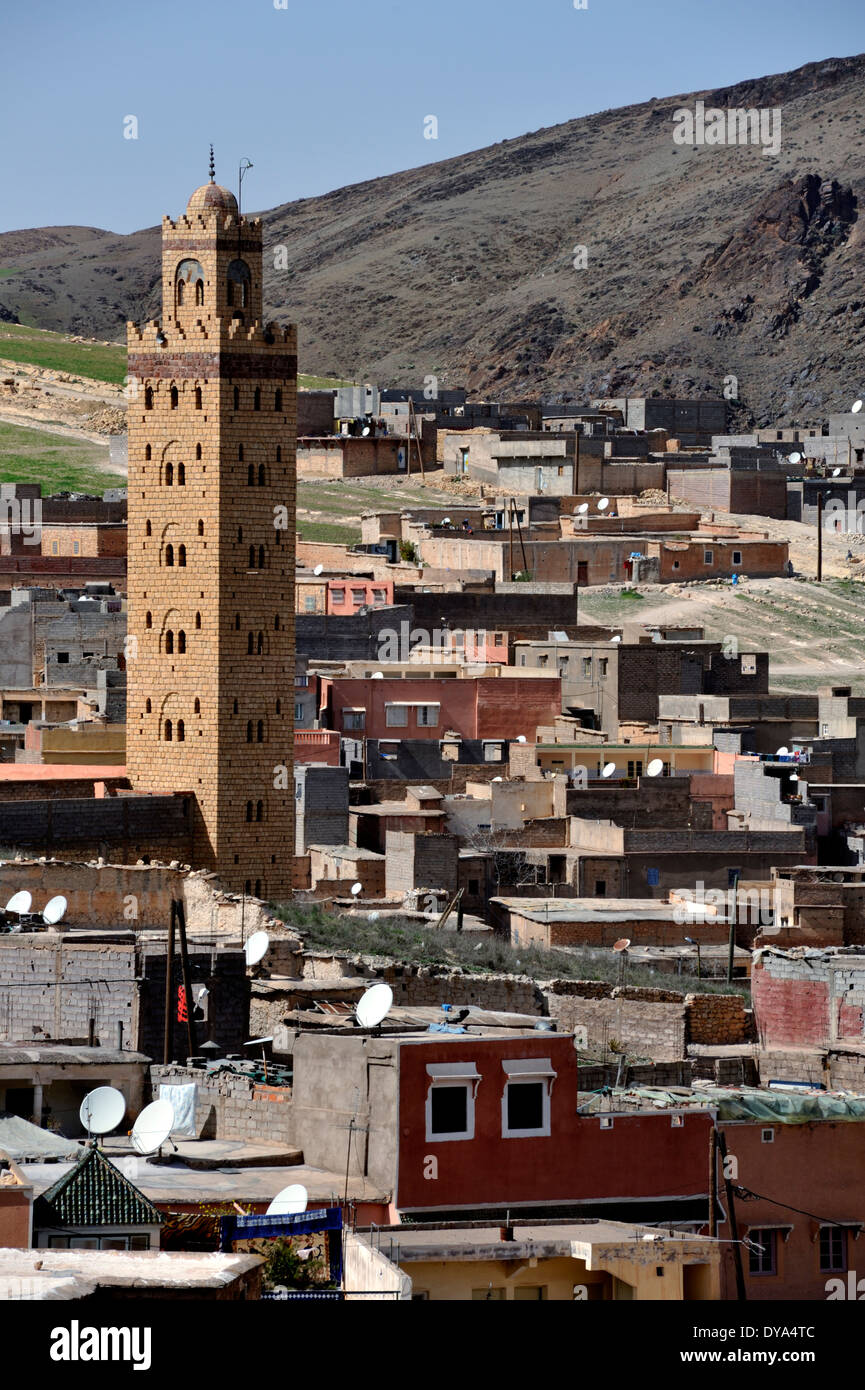 Village of Taddarte Moulay Ibrahim (or Brahim) in foothills of Atlas Mountains above Marrakech ...
