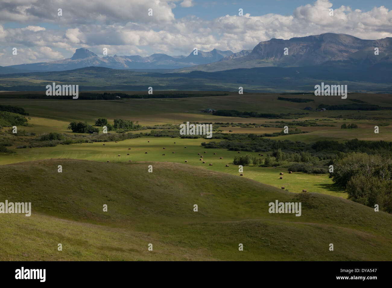 Alberta, mountains, fields, Canada, scenery, landscape, North America ...
