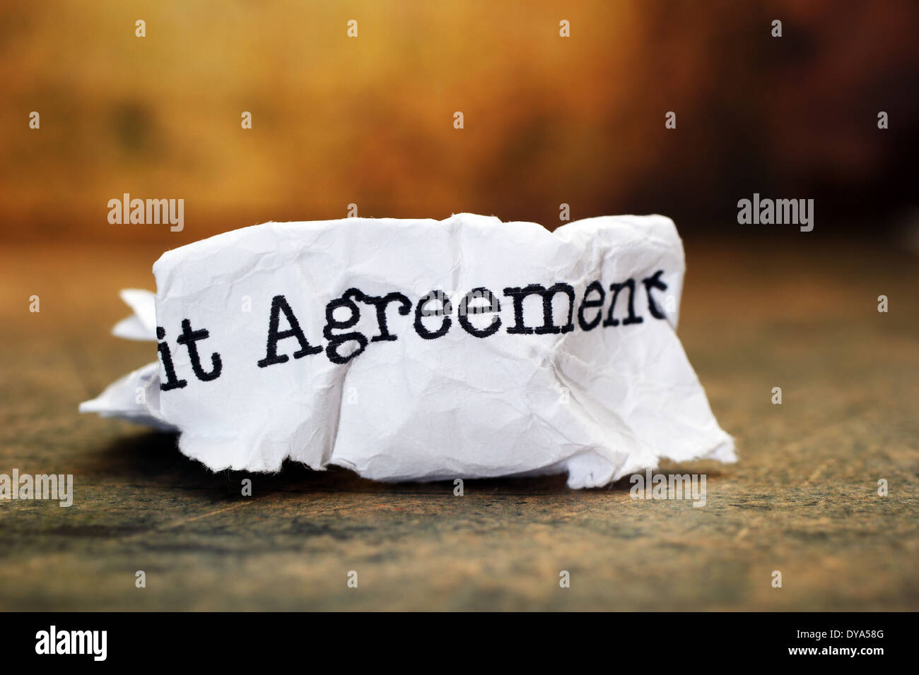 Agreement text on paper Stock Photo - Alamy