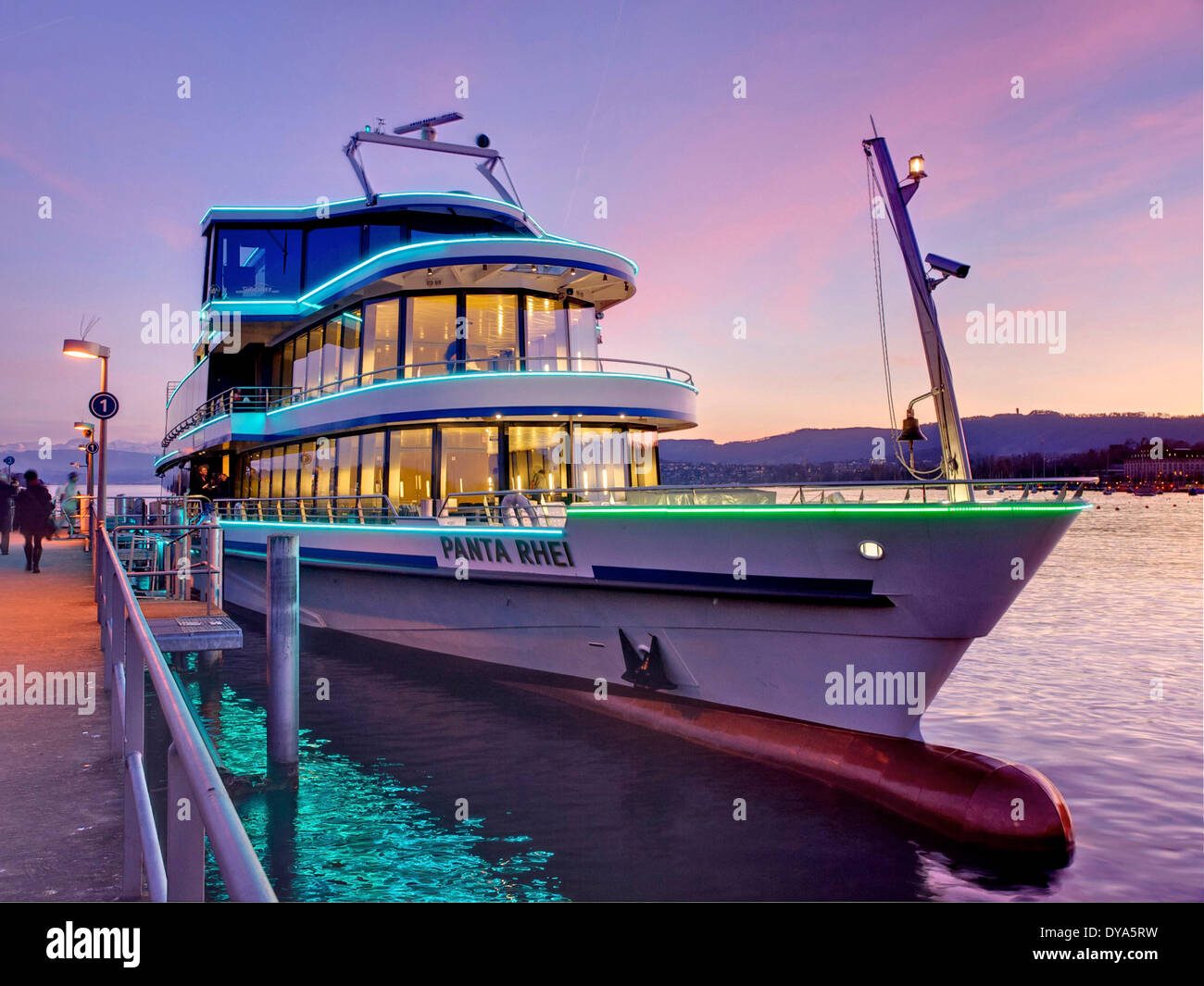 Switzerland, Europe, canton Zurich, evening, evening mood, blue ...