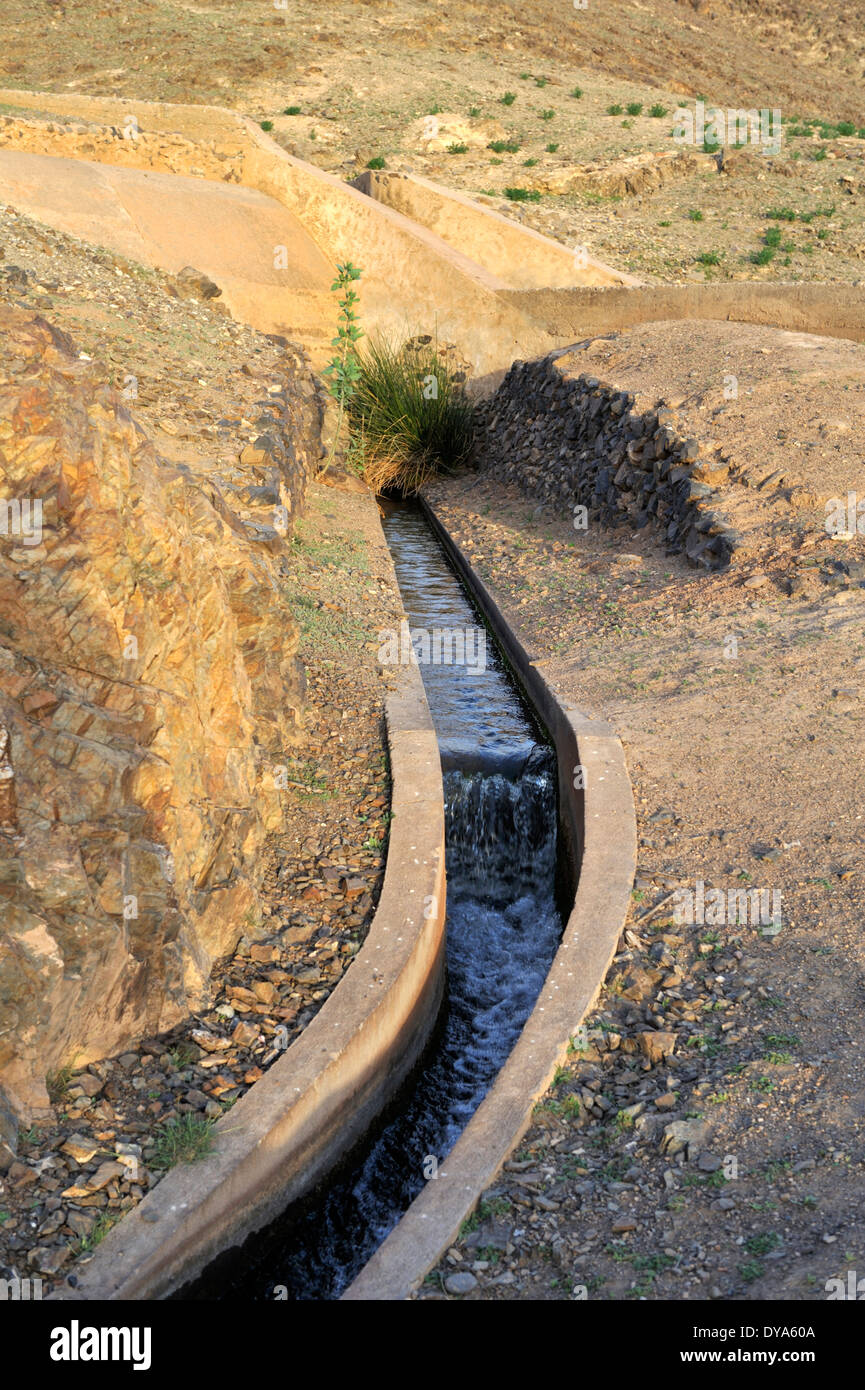 Small overground aqueduct with water originating from a qanat in the ...
