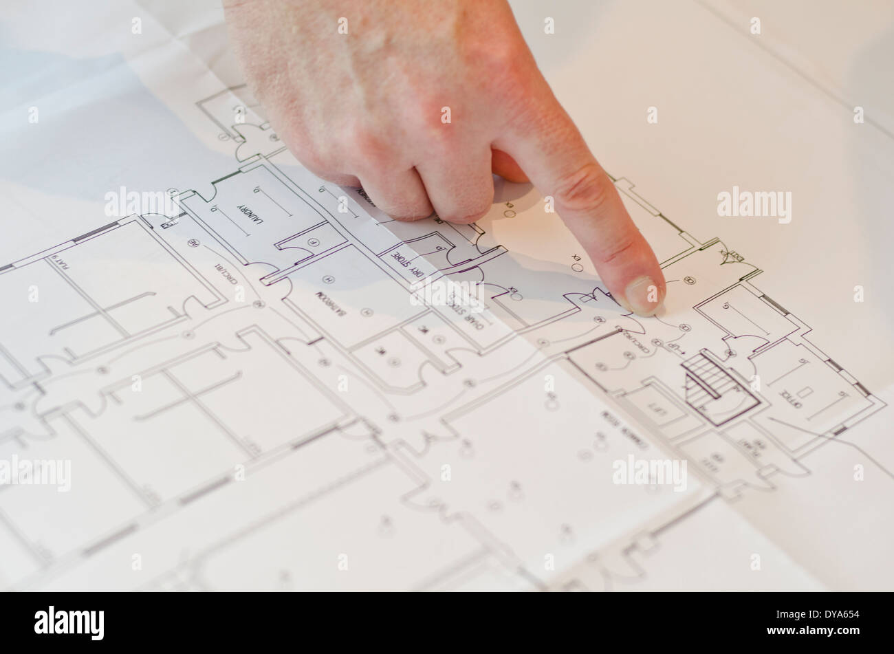 domestic installations paperwork, plan, hand, pointing, colour ...