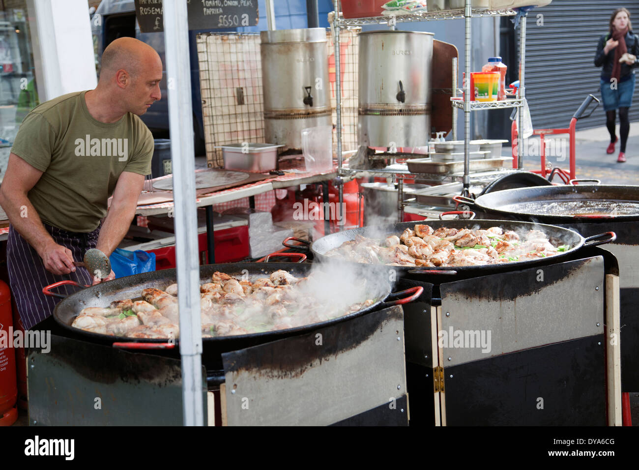 Man Cooking Chicken Dish in Large Pan at Portobello Market in London ...