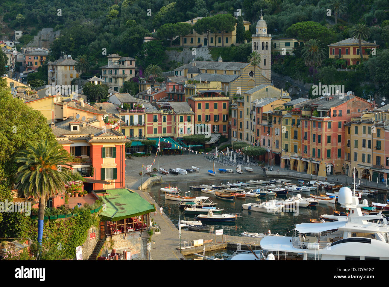 Italy, Riviera, Genoa province, Portofino, Mediterranean, harbor, yacht ...