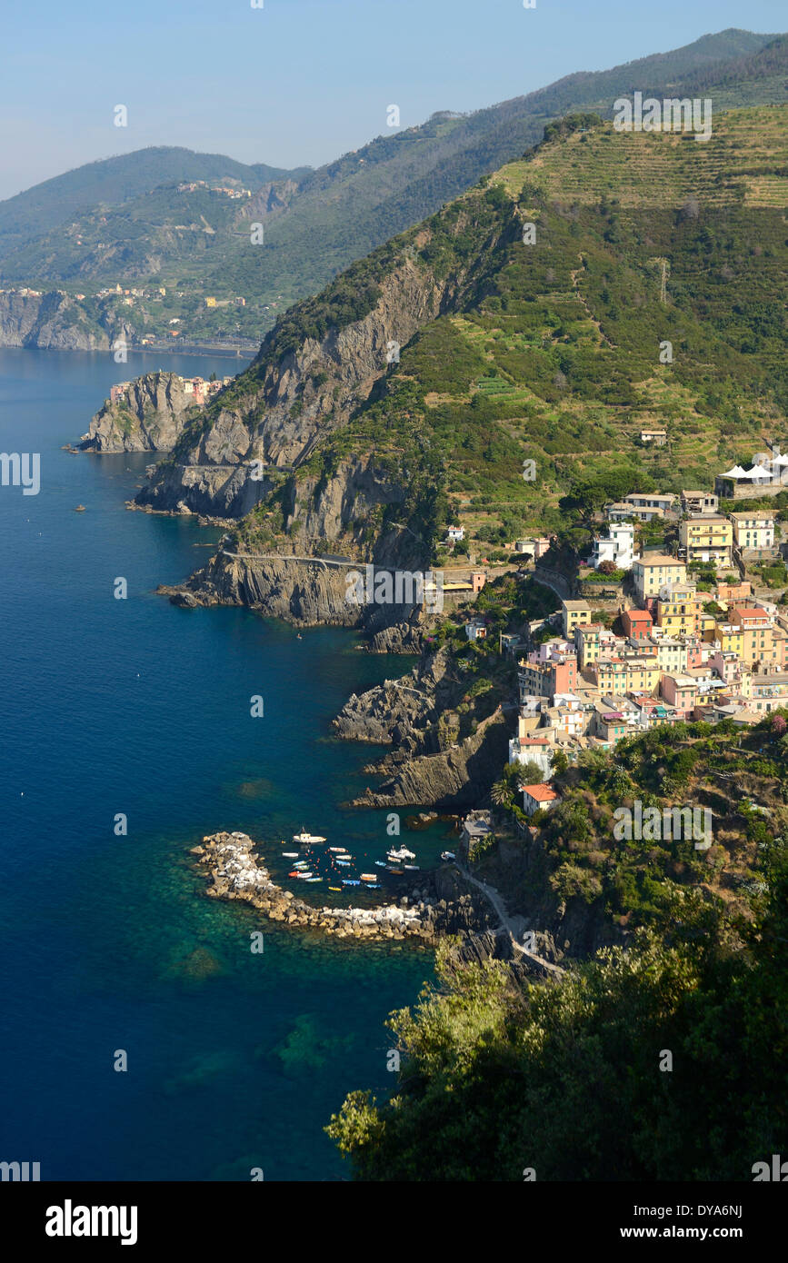 Europe mediterranean riviera italian Italy Cinque Terre Rio Maggiore ...