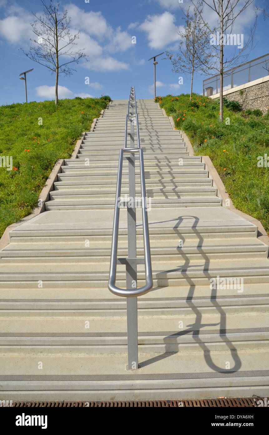 A staircase at the Queen Elizabeth Olympic Park, Stratford Stock Photo ...