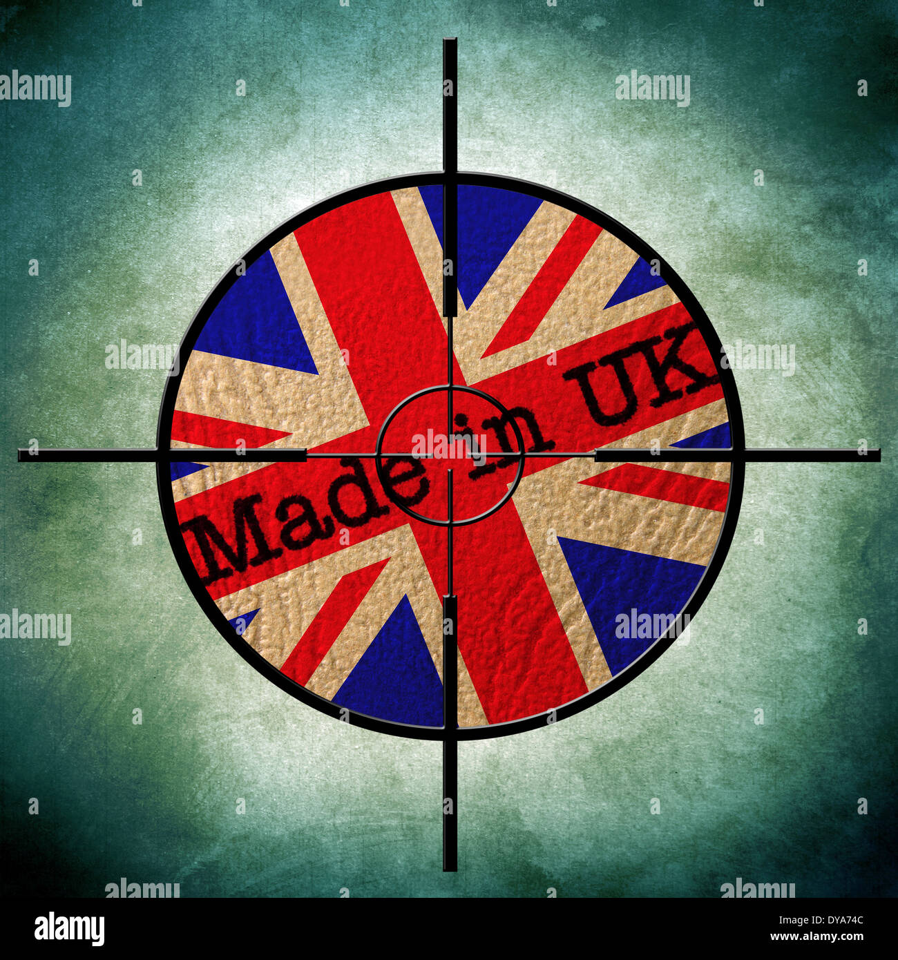 Made in UK text with flag in target Stock Photo - Alamy