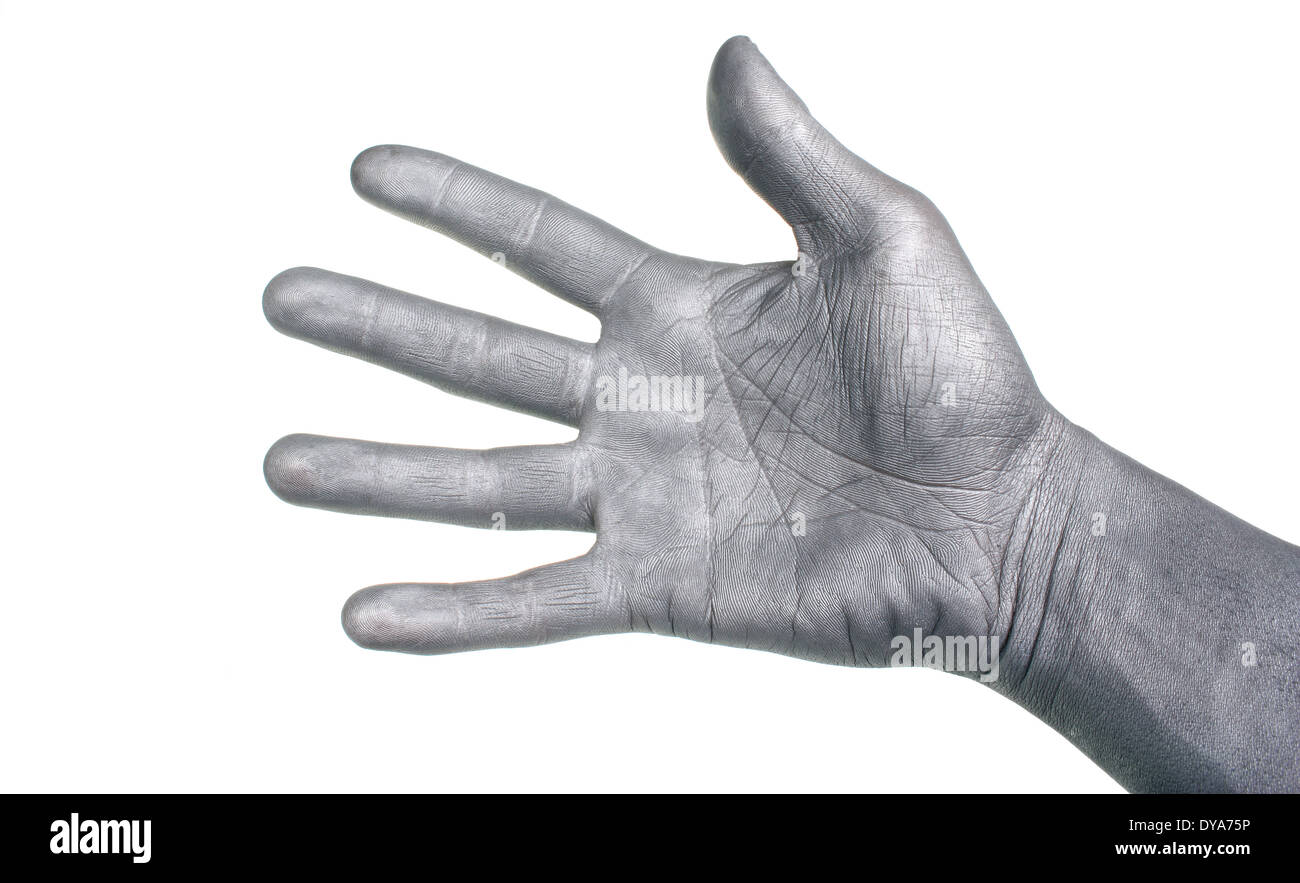 Beautiful silver hand man on a white background Stock Photo - Alamy