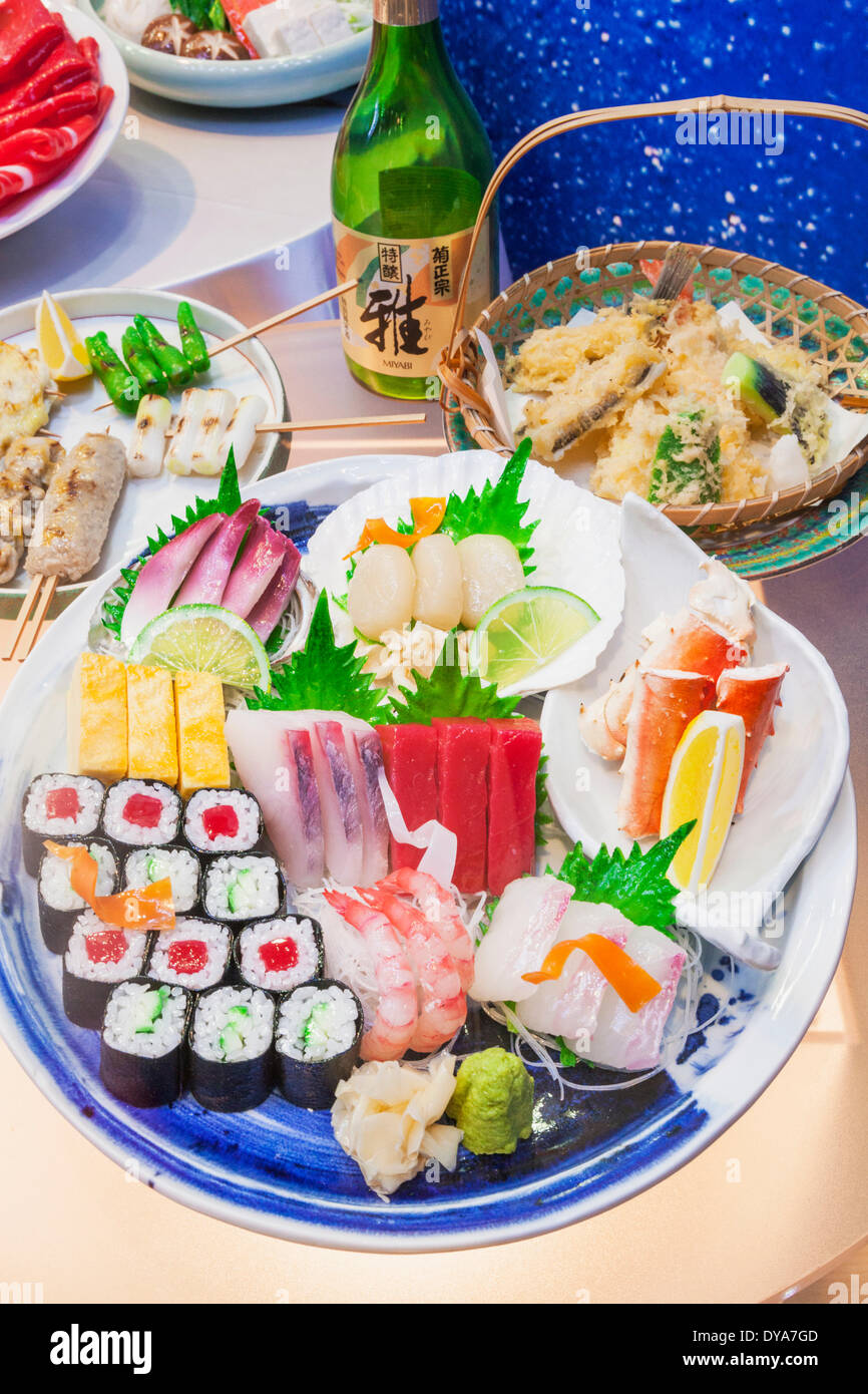 Japan, Honshu, Kanto, Tokyo, Seafood Restaurant, Plastic Food Display ...